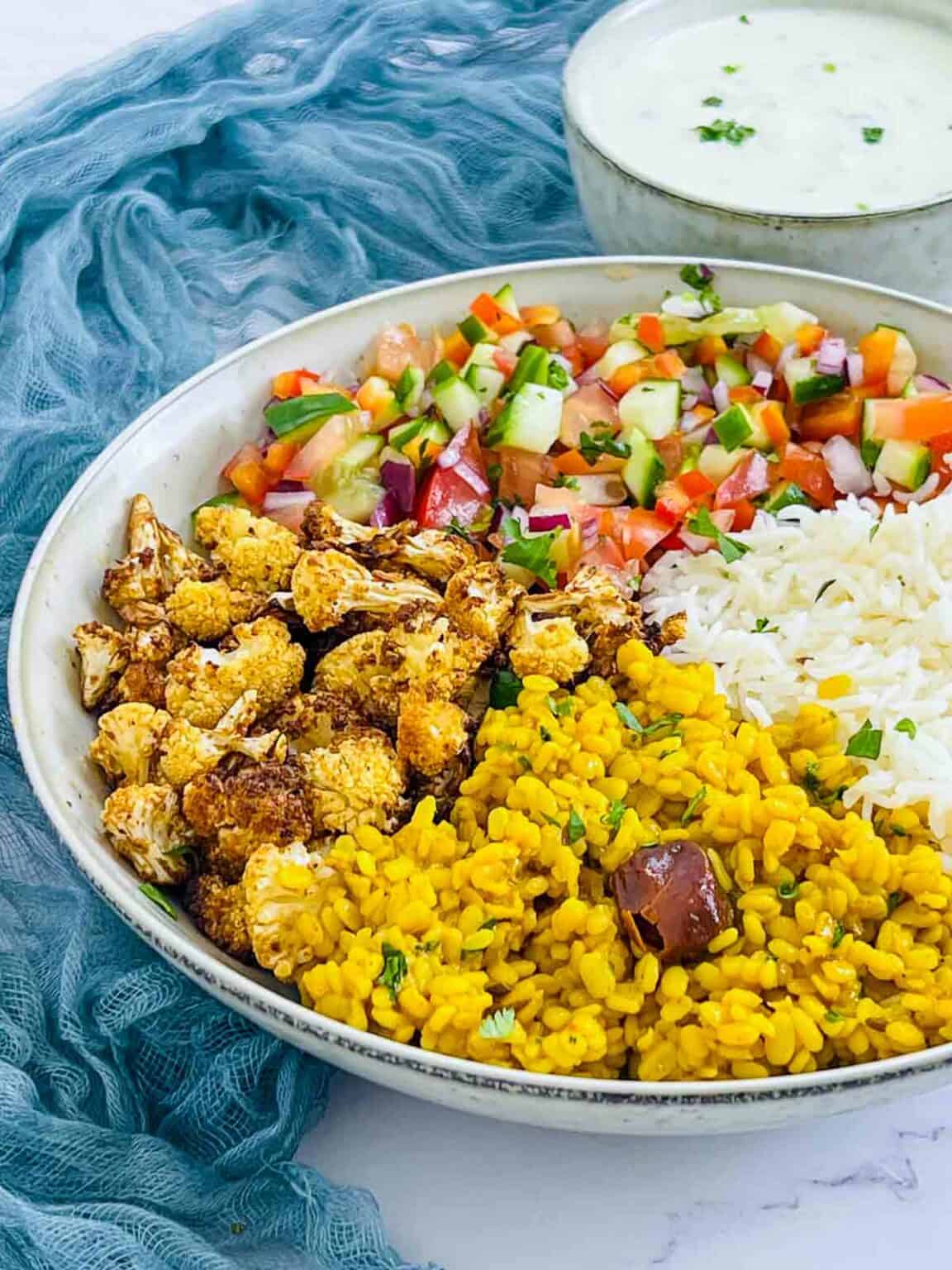 Indian Buddha Bowl with Spiced Yellow Lentils (Easy Vegan Meal Prep)