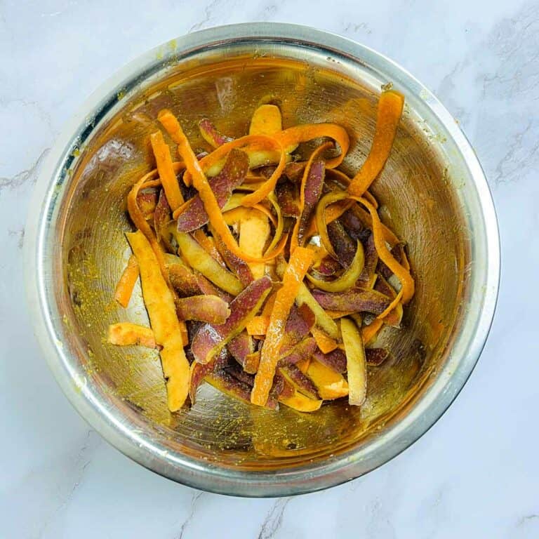 Vegetable Peel Chips with Curried White Bean Dip (Zero-Waste Snack)