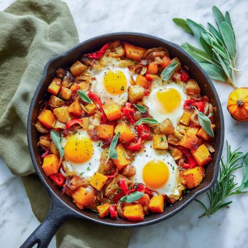 Butternut Squash Breakfast Hash with Sage and Eggs